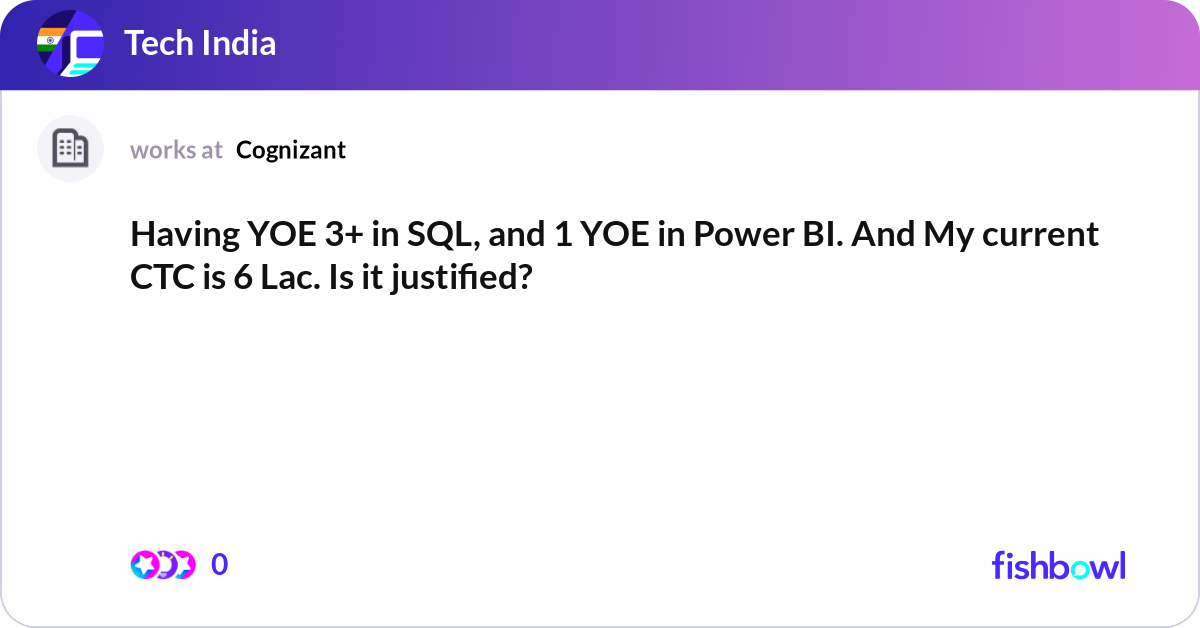 Having YOE 3+ in SQL, and 1 YOE in Power BI. And M... | Fishbowl Having YOE 3+ in SQL, and 1 YOE in Power BI. And M... | Fishbowl
