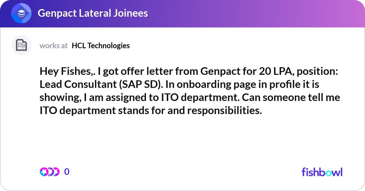 Hey Fishes,. I got offer letter from Genpact for 2... | Fishbowl Hey Fishes,. I got offer letter from Genpact for 2... | Fishbowl