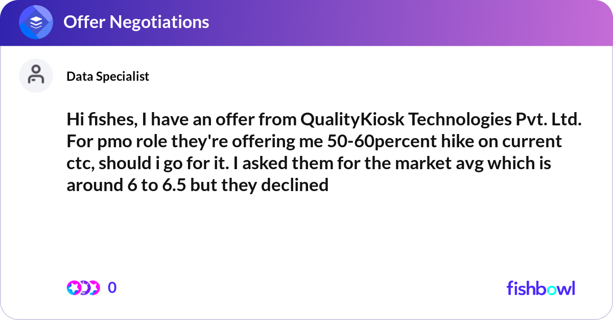 Hi fishes, I have an offer from QualityKiosk Techn... | Fishbowl Hi fishes, I have an offer from QualityKiosk Techn... | Fishbowl