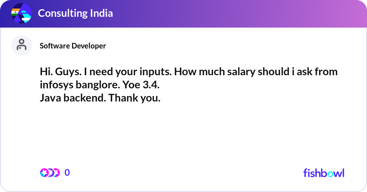 Hi. Guys. I need your inputs. How much salary shou... | Fishbowl Hi. Guys. I need your inputs. How much salary shou... | Fishbowl