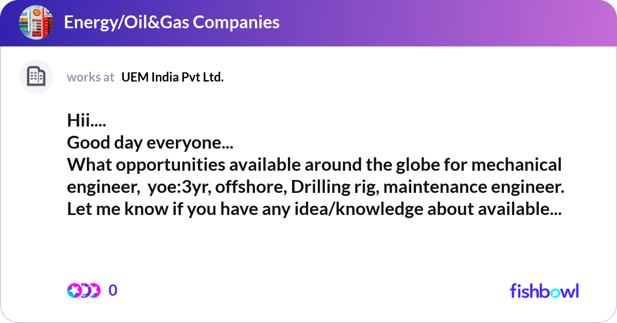 Hii.... Good day everyone... What opportunities av... | Fishbowl Hii.... Good day everyone... What opportunities av... | Fishbowl