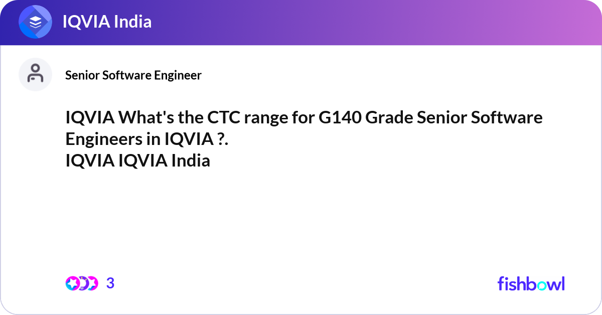 IQVIA What's the CTC range for G140 Grade Senior S... | Fishbowl IQVIA What's the CTC range for G140 Grade Senior S... | Fishbowl